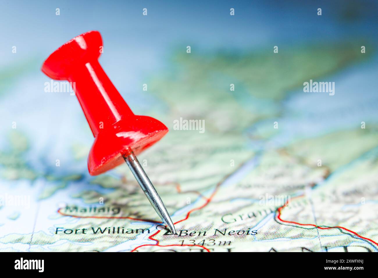 Ben Nevis, Scotland pin on map Stock Photo - Alamy