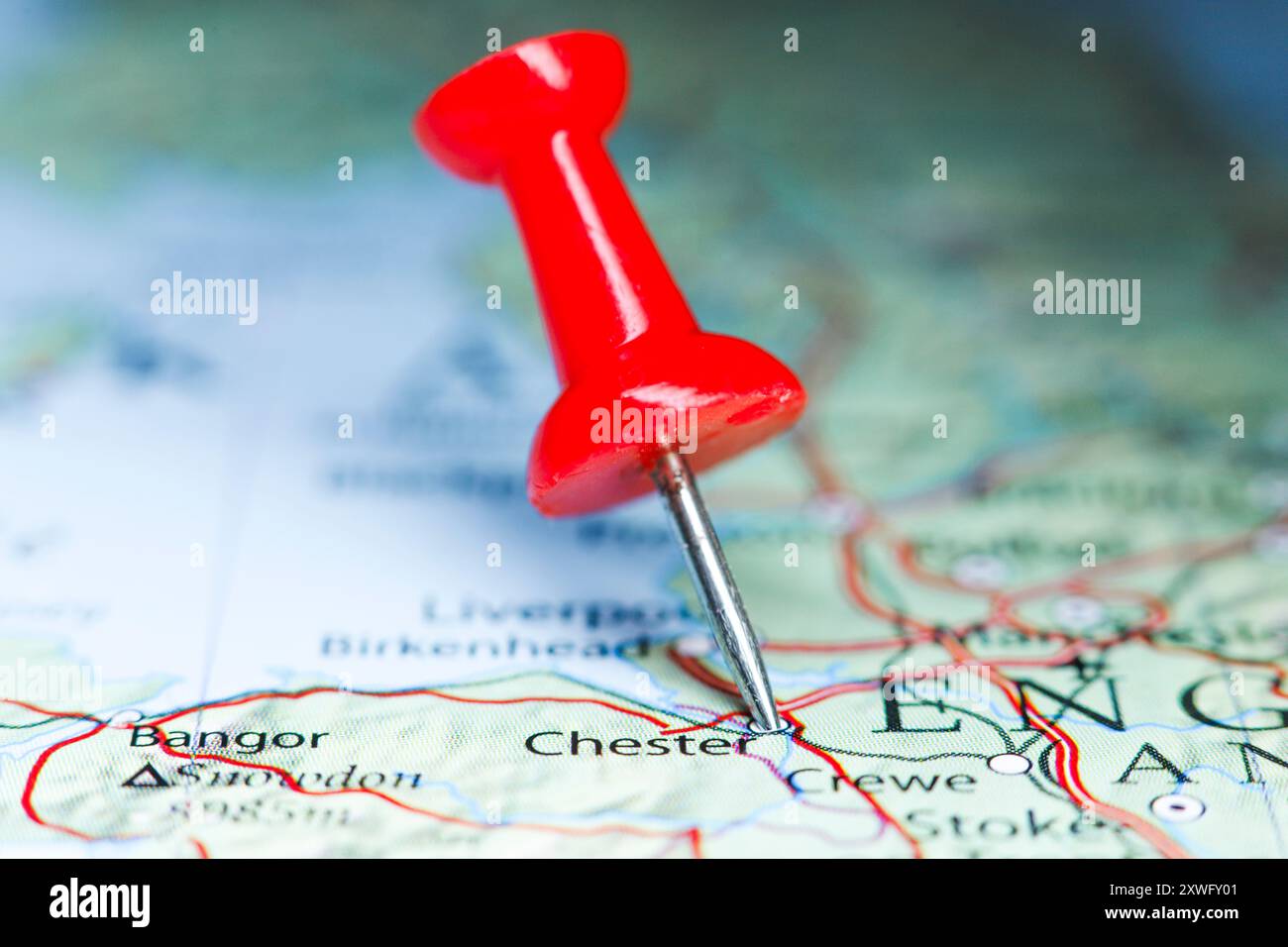 Chester, Great Britain pin on map Stock Photo - Alamy