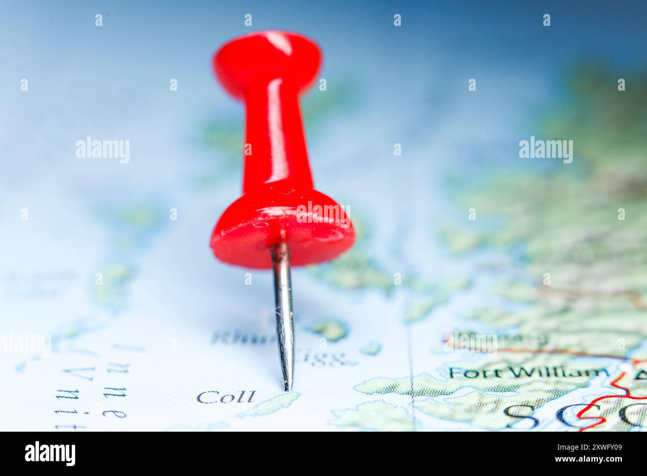 Coll island, Scotland pin on map Stock Photo - Alamy