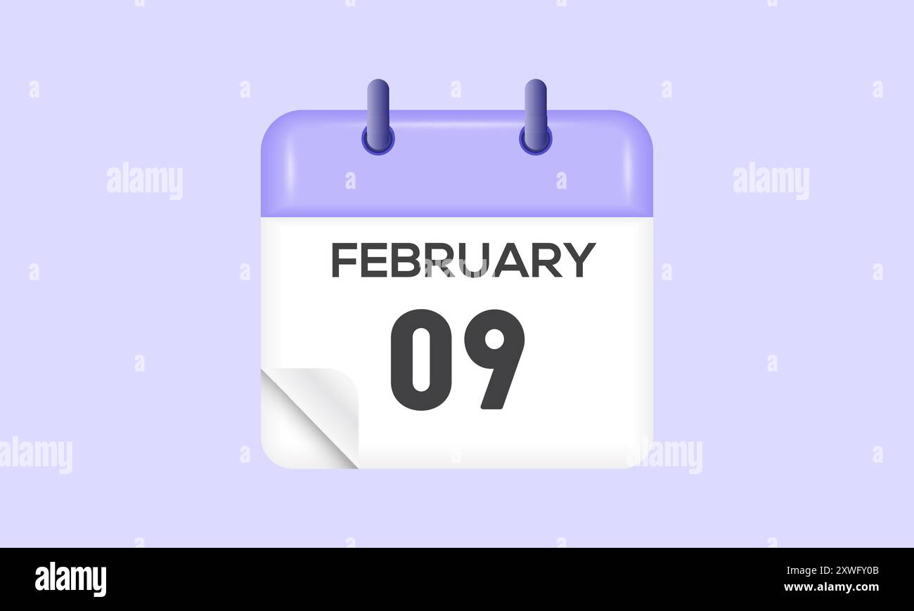 February 9 - calendar and Time planner. Daily Calendar Icon reminder ...