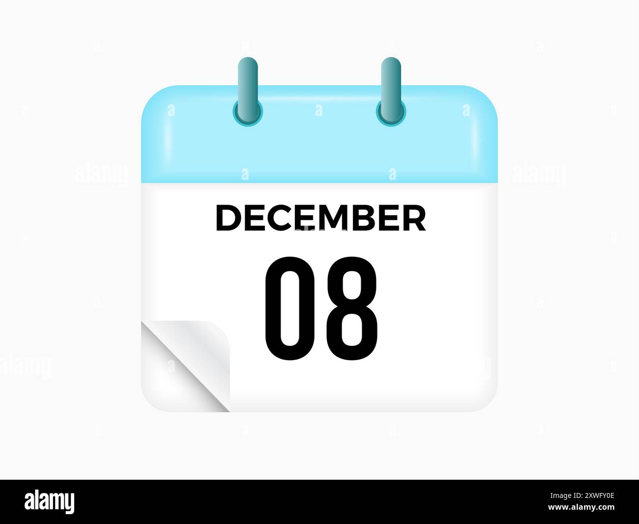 December 8 - calendar and Time planner. Daily Calendar Icon reminder ...