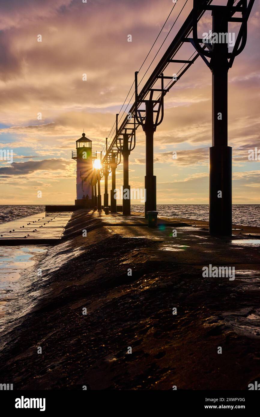 St. joseph north pier lighthouse sunset hi-res stock photography and ...
