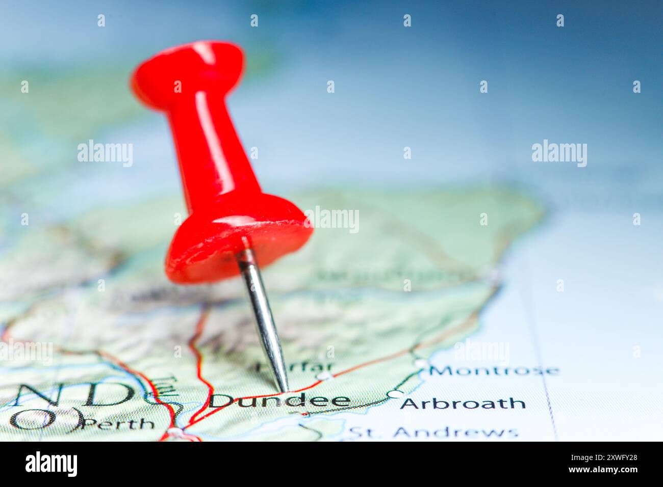 Dundee, Scotland pin on map Stock Photo - Alamy