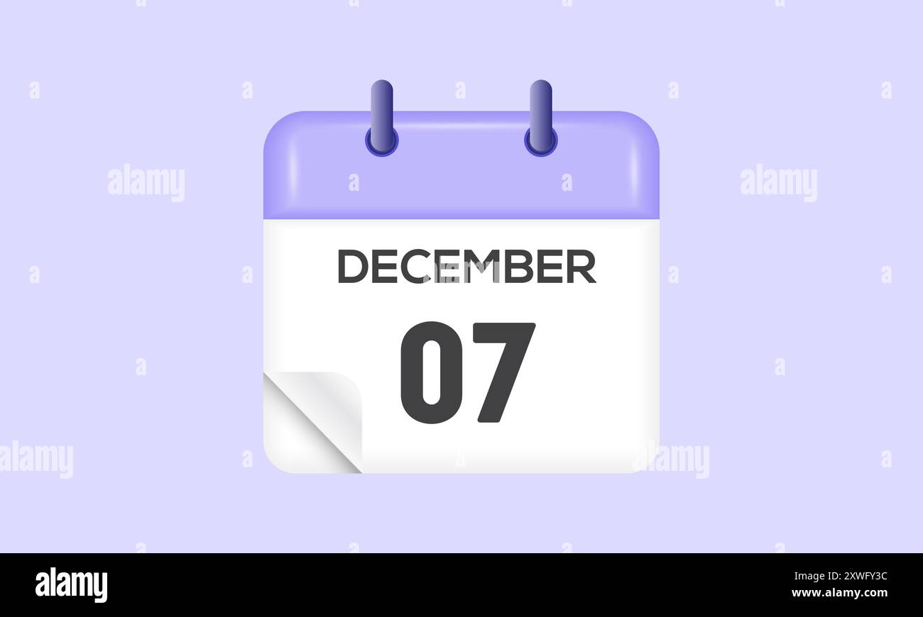 December 7 - calendar and Time planner. Daily Calendar Icon reminder ...