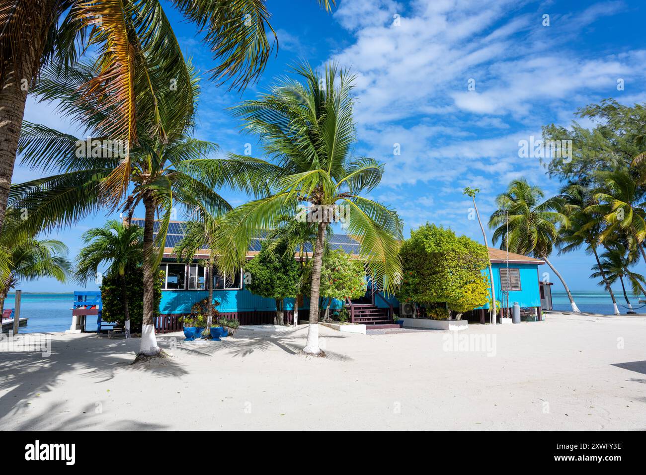 Interesting Building on Island, Silk Caye Marine Reserve, Belize Stock ...
