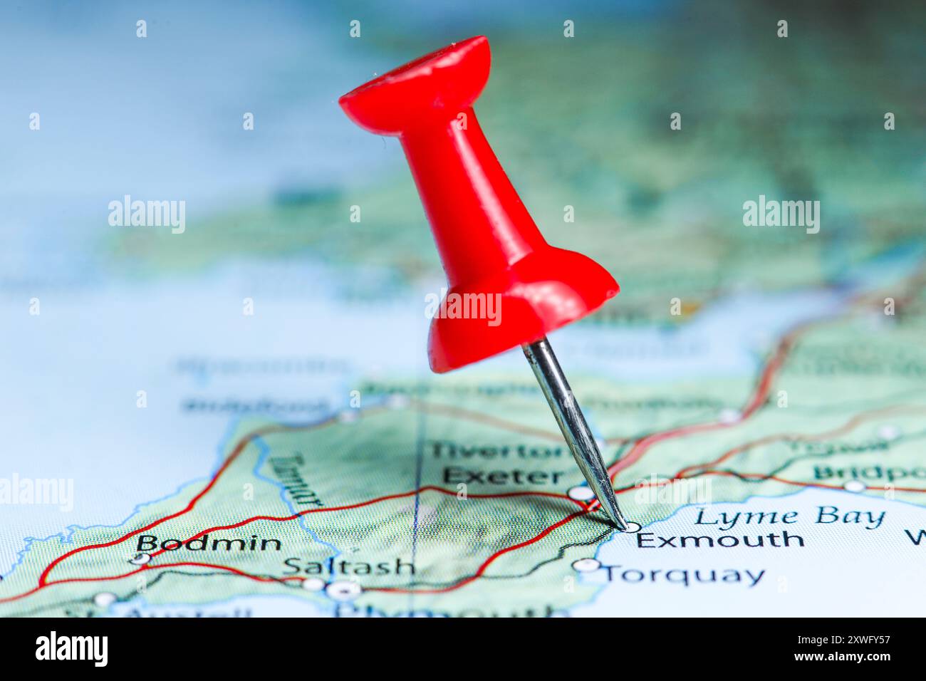 Exmouth, Devon, England pin on map Stock Photo - Alamy