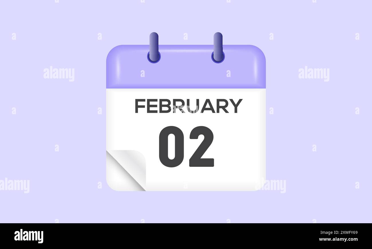 February 2 - calendar and Time planner. Daily Calendar Icon reminder ...