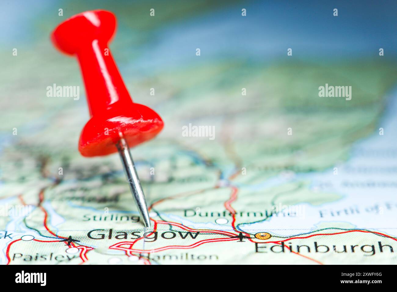 Glasgow, Scotland, Great Britain pin on map Stock Photo - Alamy
