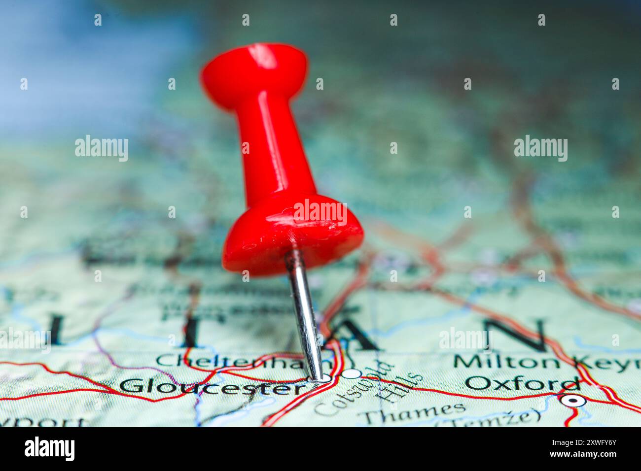 Gloucester, Great Britain pin on map Stock Photo - Alamy