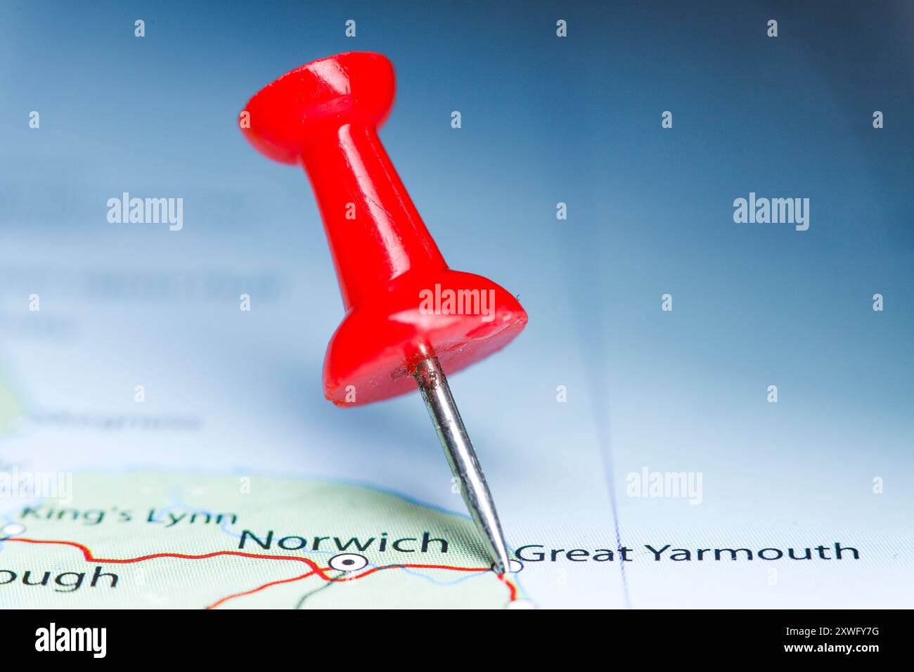 Great Yarmouth, Great Britain pin on map Stock Photo - Alamy