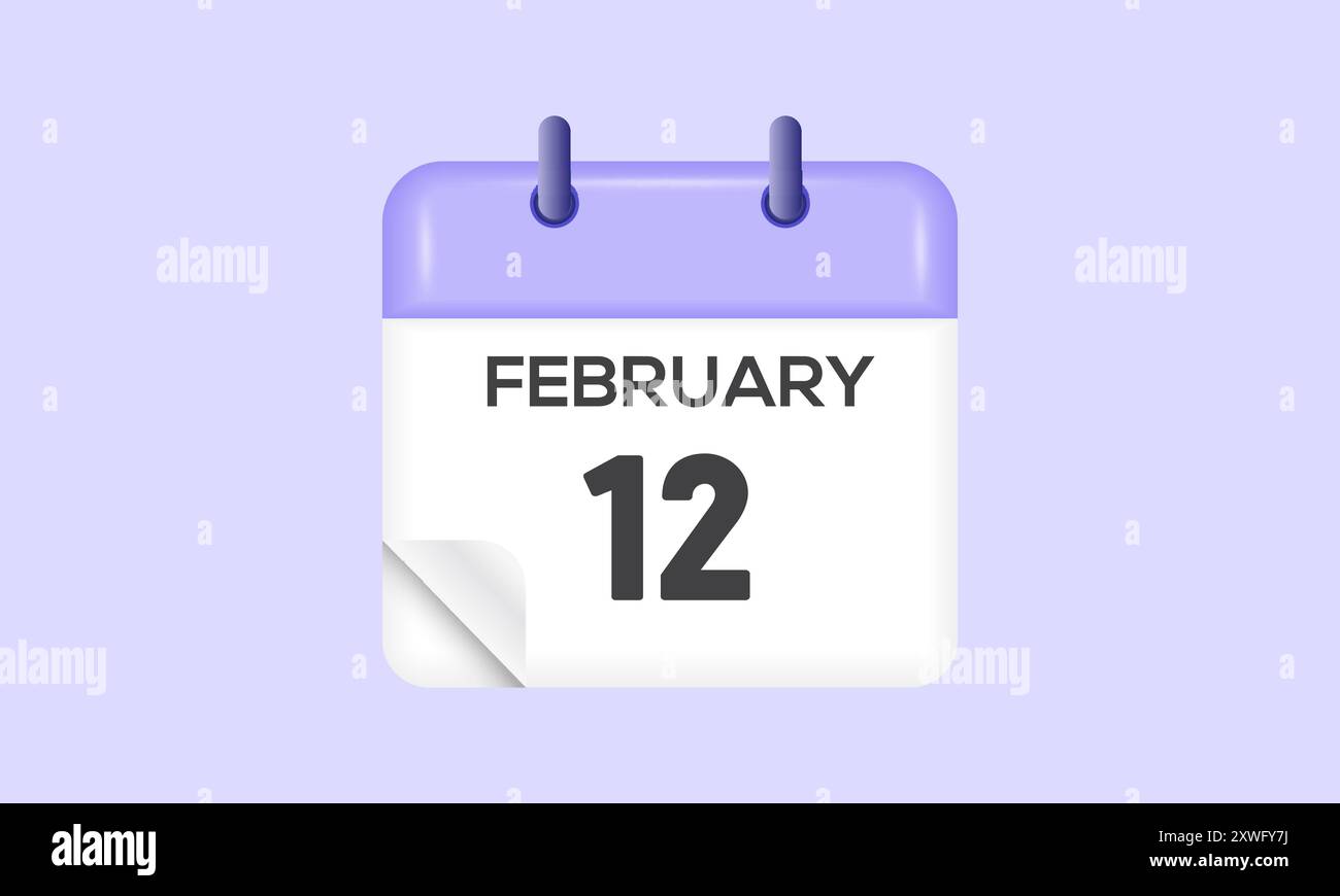 February 12 - calendar and Time planner. Daily Calendar Icon reminder ...