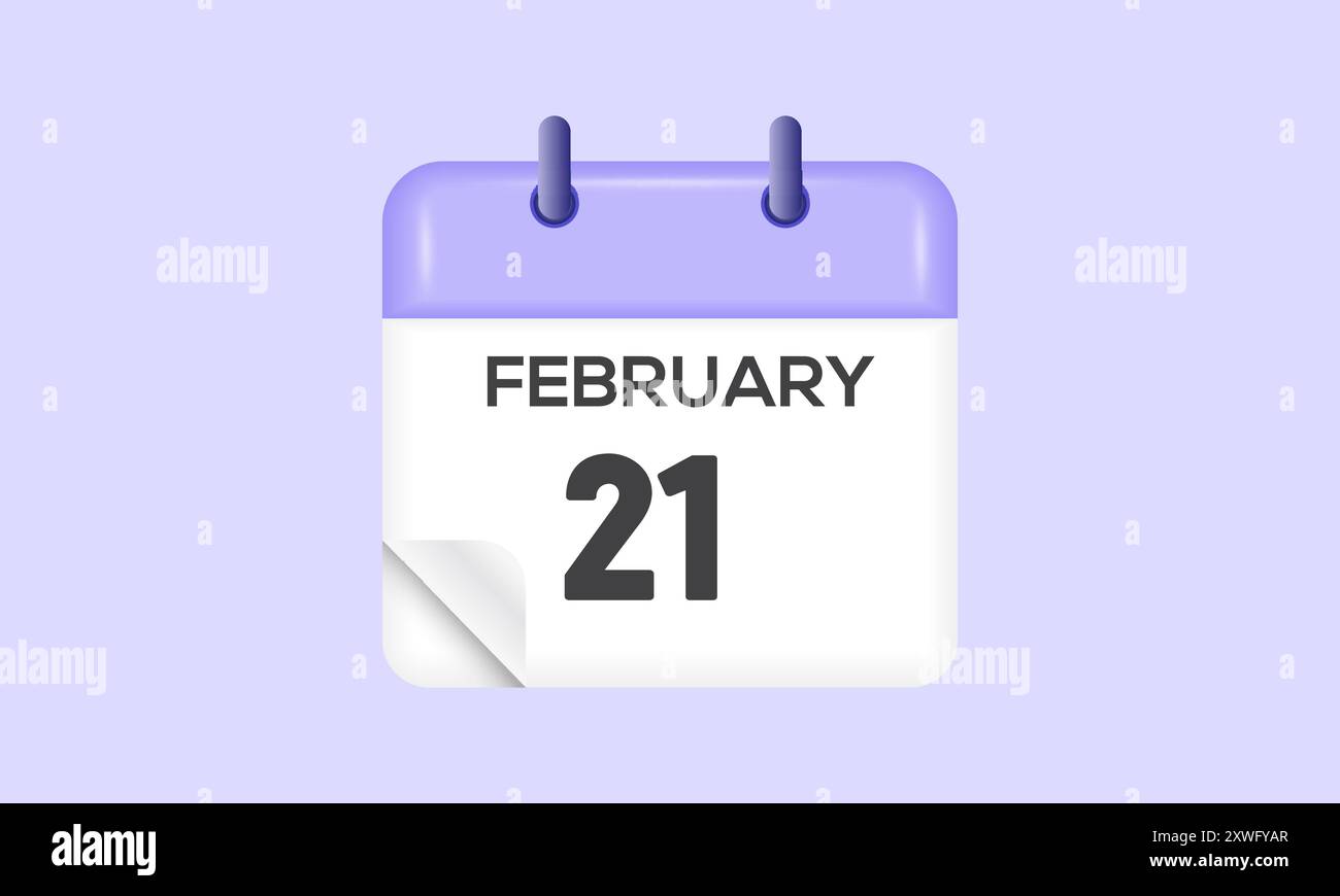 February 21 - calendar and Time planner. Daily Calendar Icon reminder ...