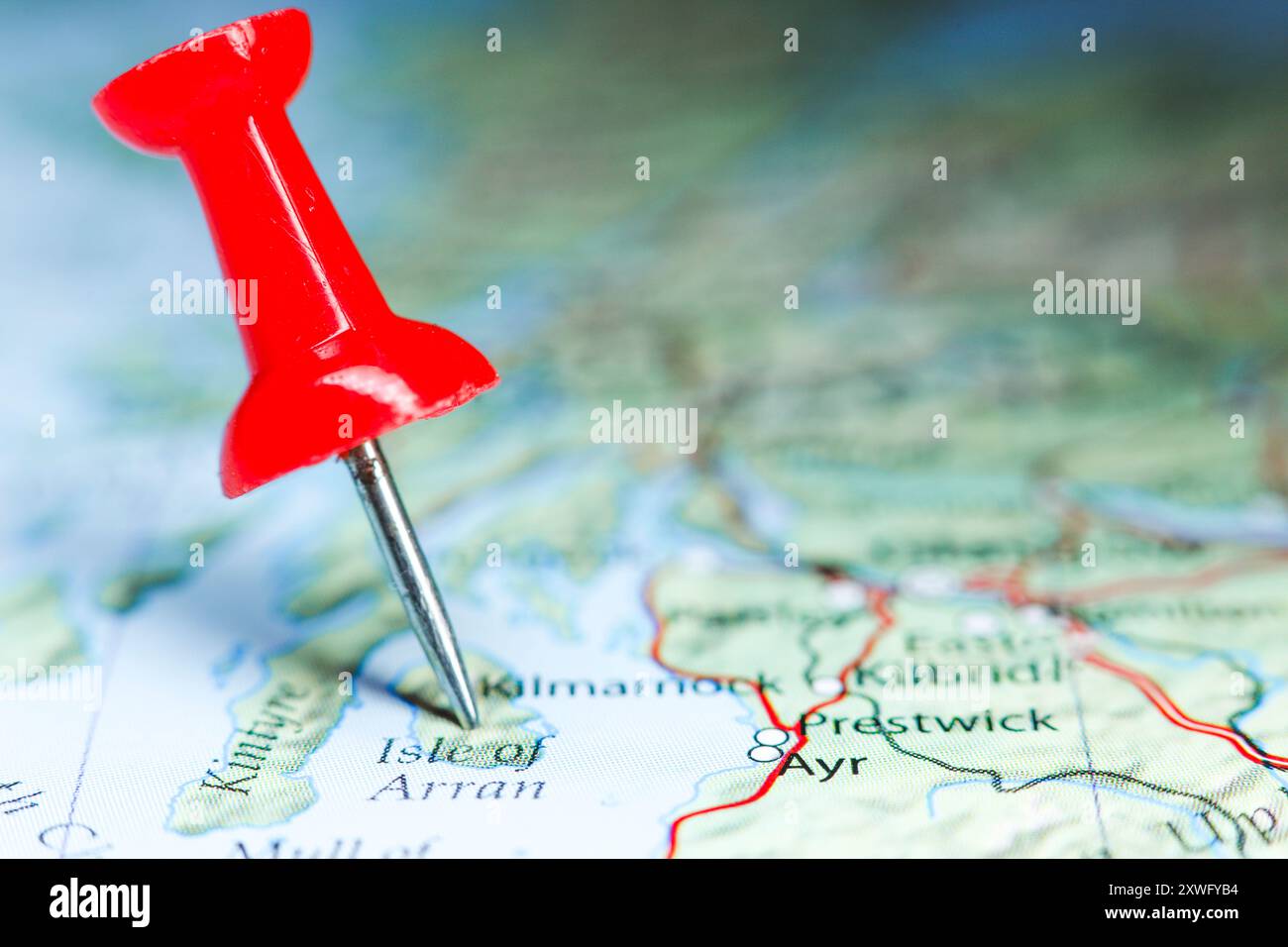 Isle of Arran, Great Britain pin on map Stock Photo - Alamy