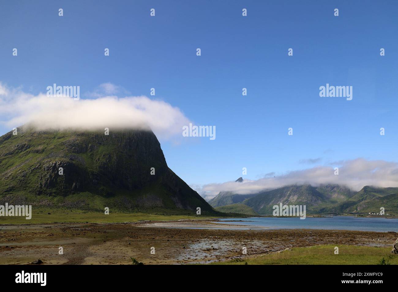 View of the fantastic landscape of the Lofoten island of Moskenesoy ...