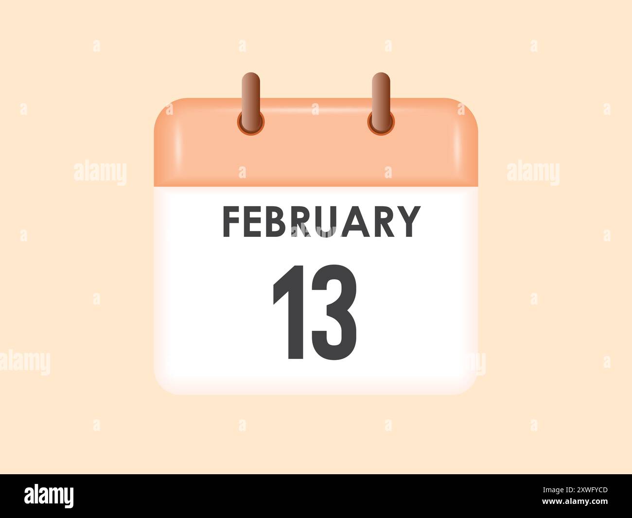 February 13 - calendar and Time planner. Daily Calendar Icon reminder ...