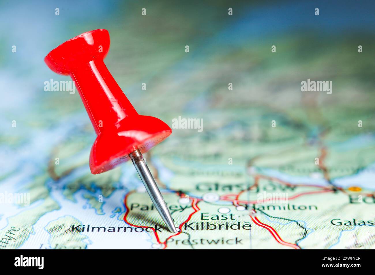 Kilbride, Great Britain pin on map Stock Photo - Alamy