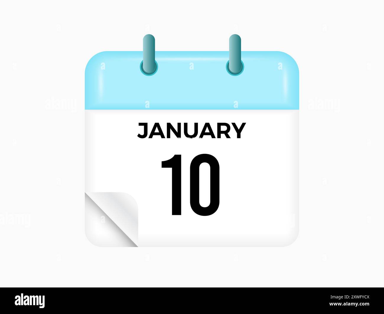 January 10 - calendar and Time planner. Daily Calendar Icon reminder ...