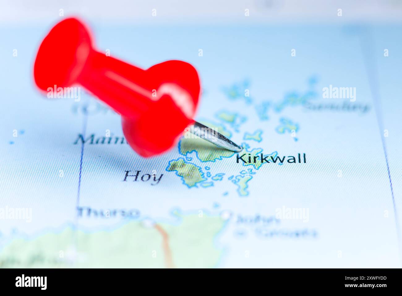 Kirkwall, Scotland pin on map Stock Photo - Alamy