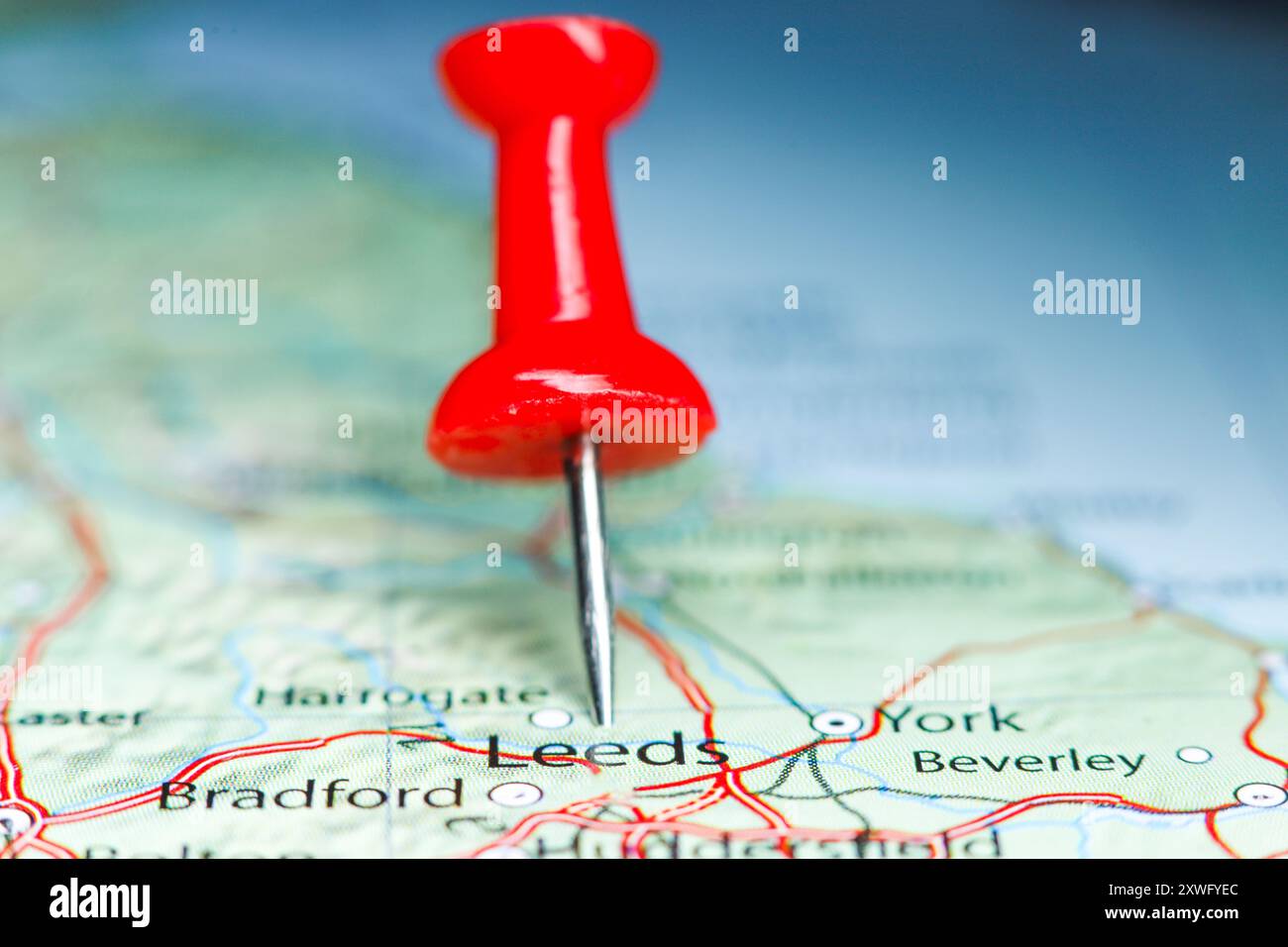 Leeds, Great Britain pin on map Stock Photo - Alamy
