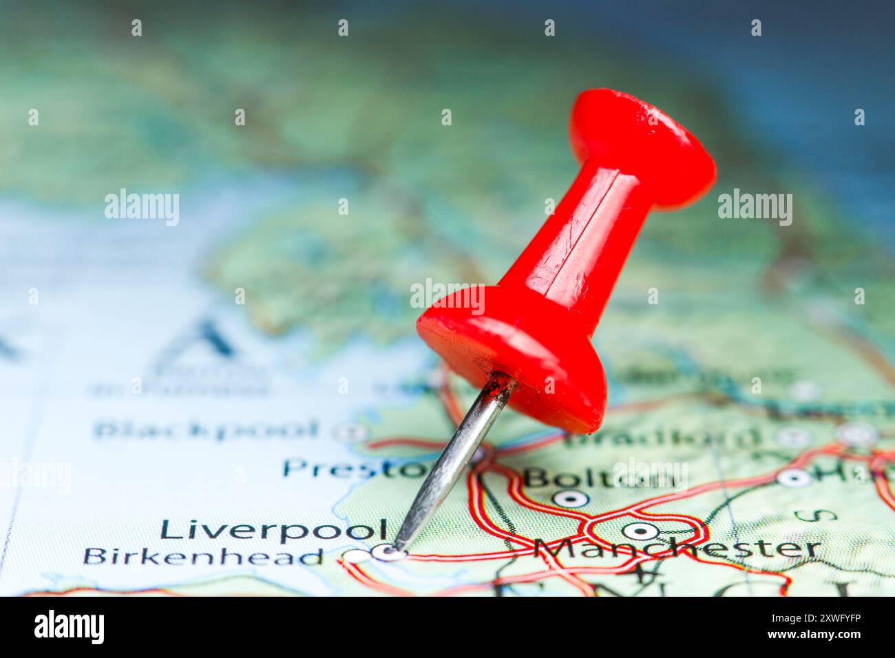 Liverpool, Great Britain pin on map Stock Photo - Alamy