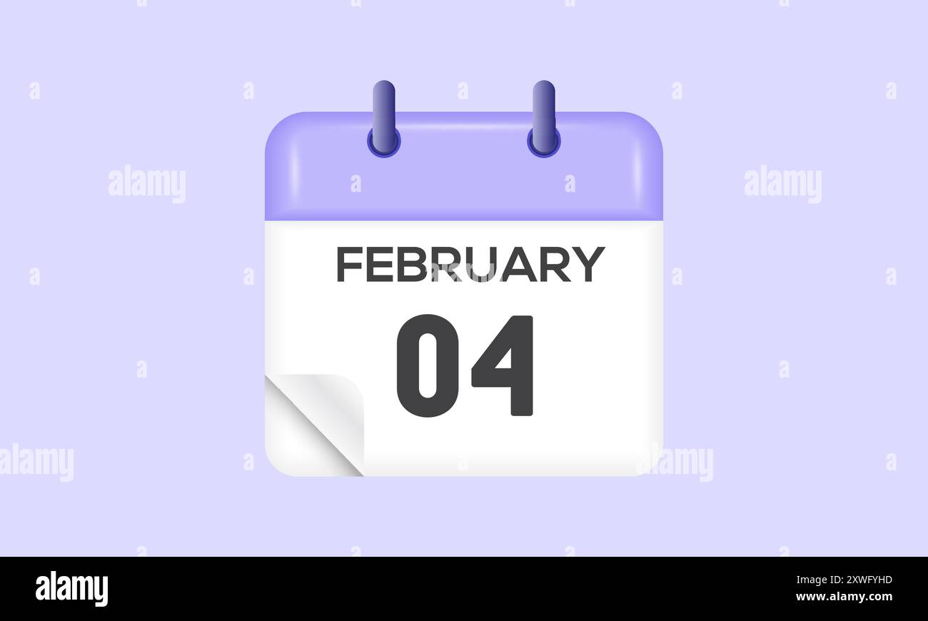 February 4 - calendar and Time planner. Daily Calendar Icon reminder ...