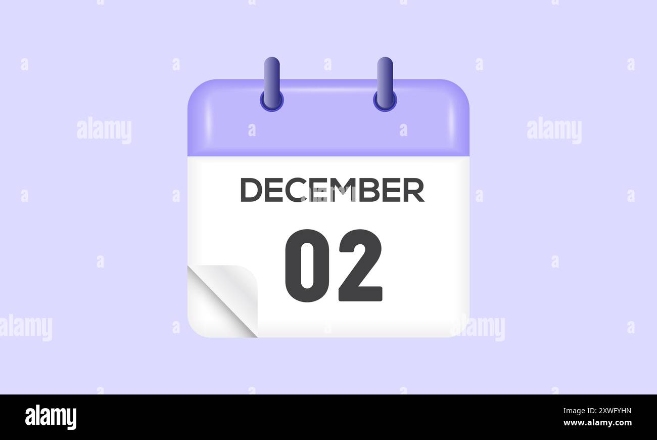 December 2 - calendar and Time planner. Daily Calendar Icon reminder ...