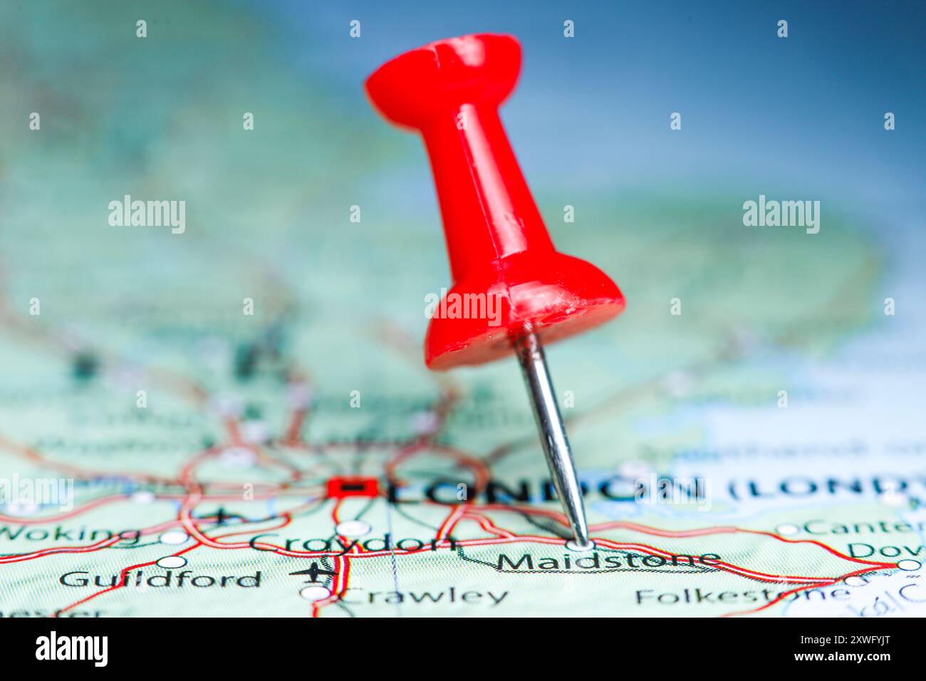 Maidstone, Kent, England pin on map Stock Photo - Alamy