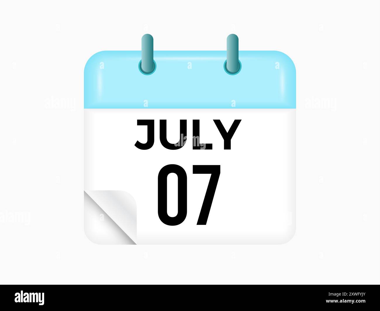 July 7 - calendar and Time planner. Daily Calendar Icon reminder ...