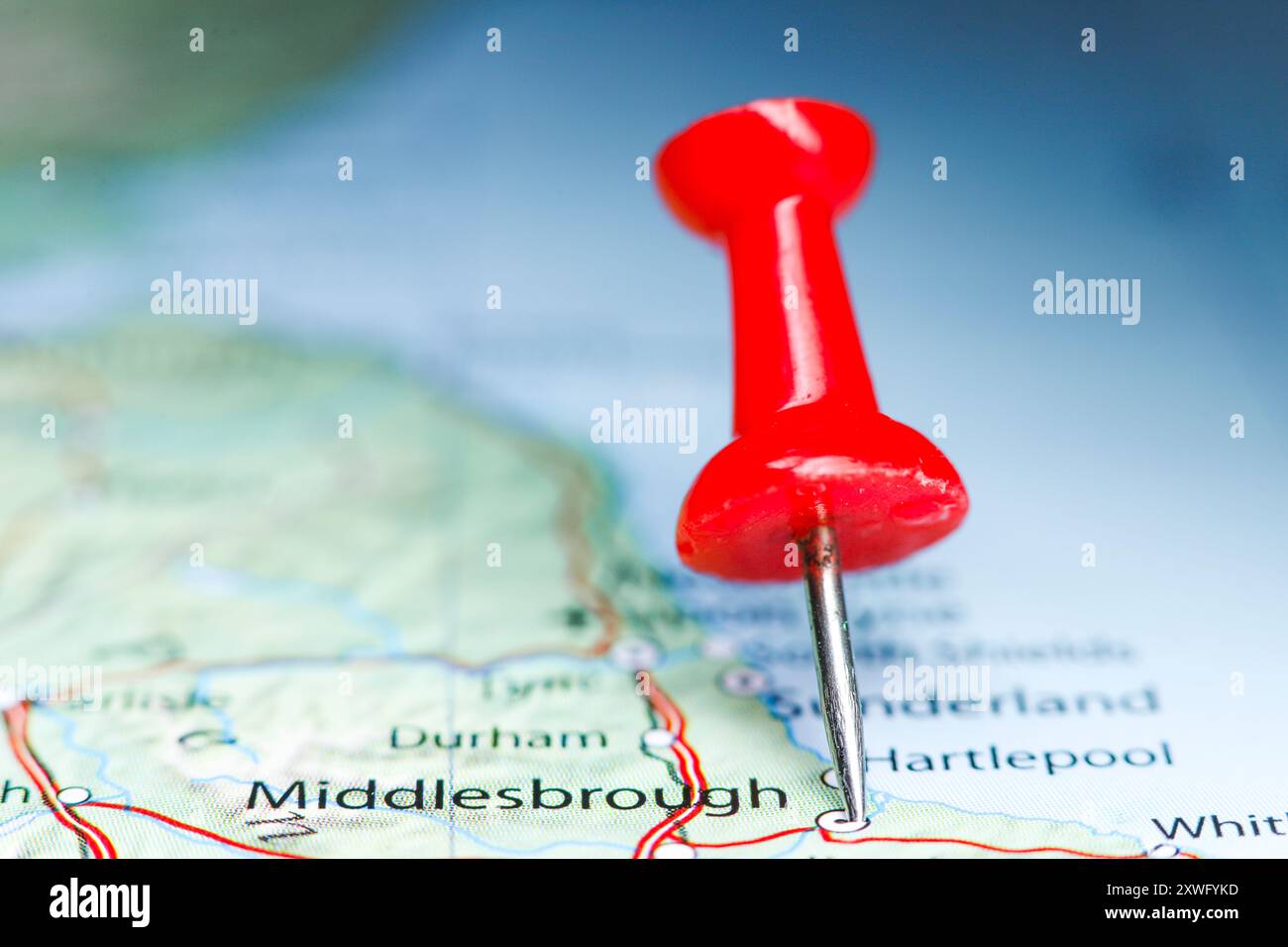 Middlesbrough, Great Britain pin on map Stock Photo - Alamy