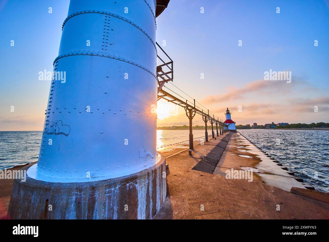St. joseph north pier lighthouse sunset hi-res stock photography and ...