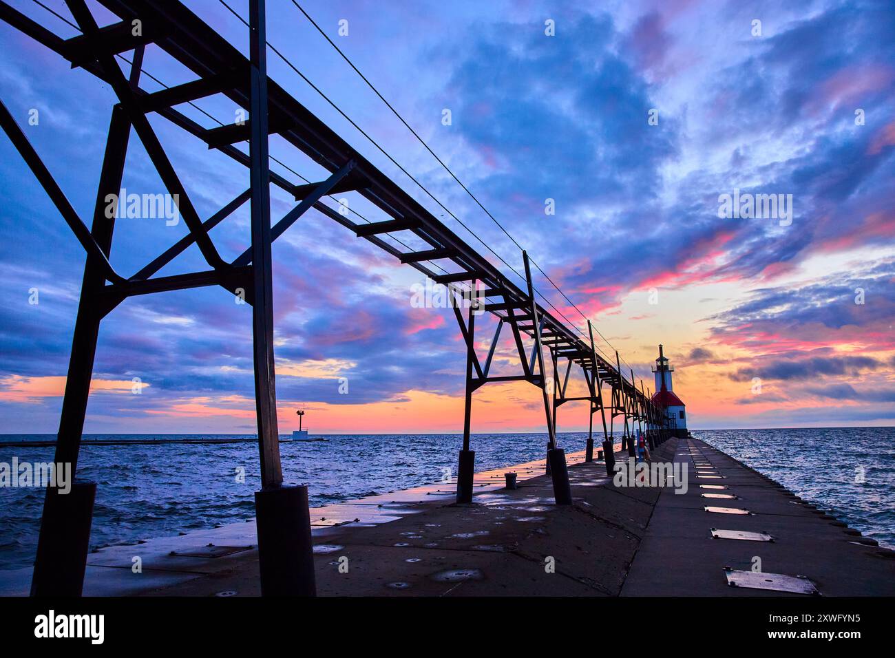 St. joseph north pier lighthouse sunset hi-res stock photography and ...