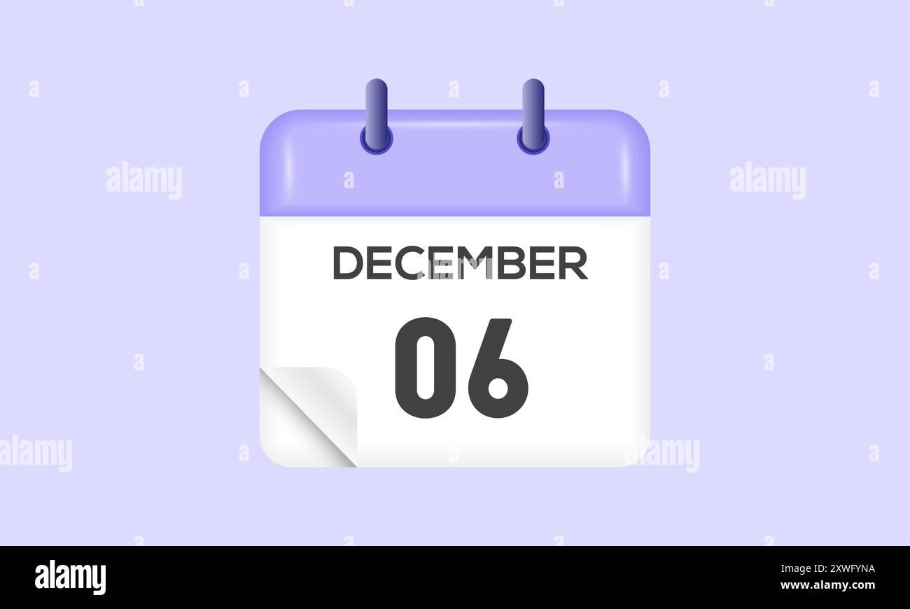 December 6 - calendar and Time planner. Daily Calendar Icon reminder ...