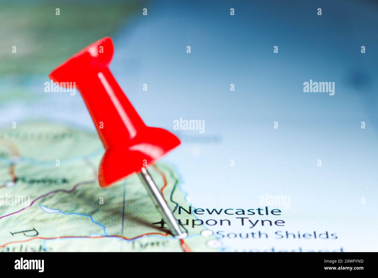 Newcastle upon Tyne, Great Britain pin on map Stock Photo - Alamy