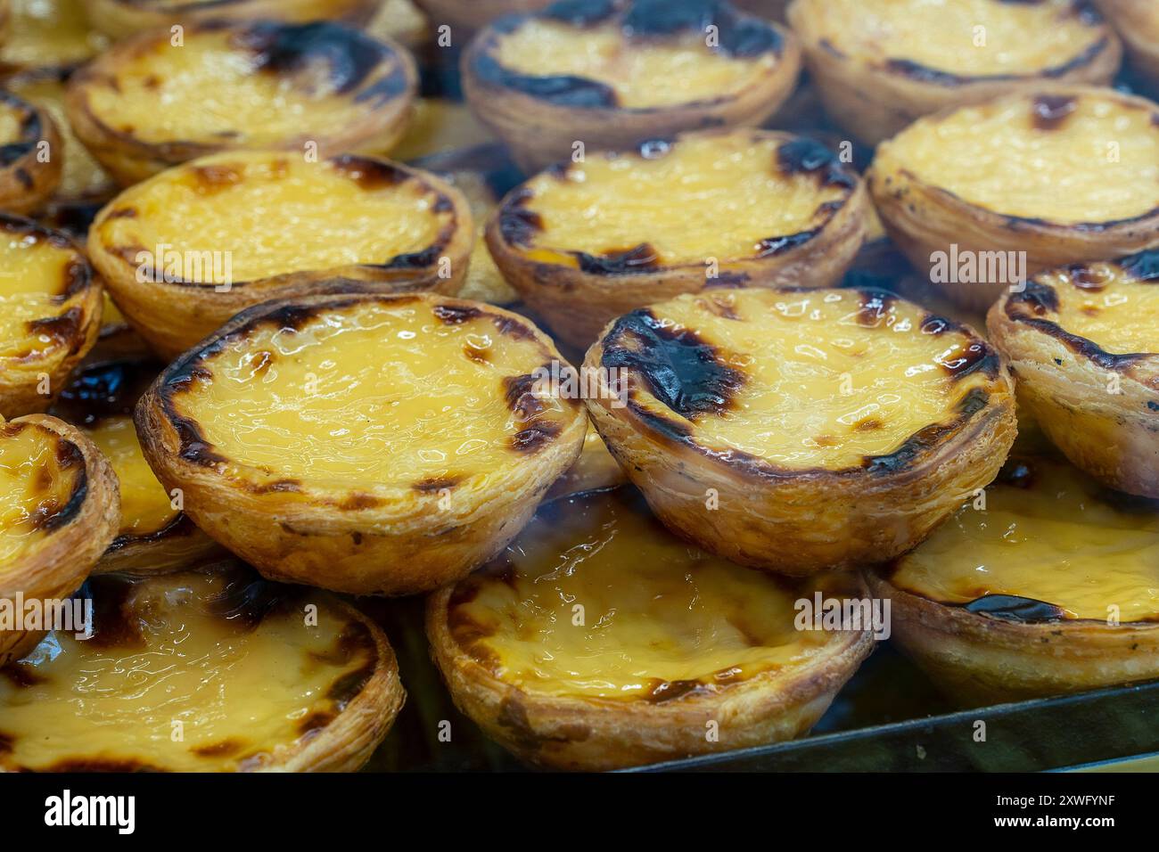 Pastel de Nata (cream tart) for sale as seen in pastry window. The ...