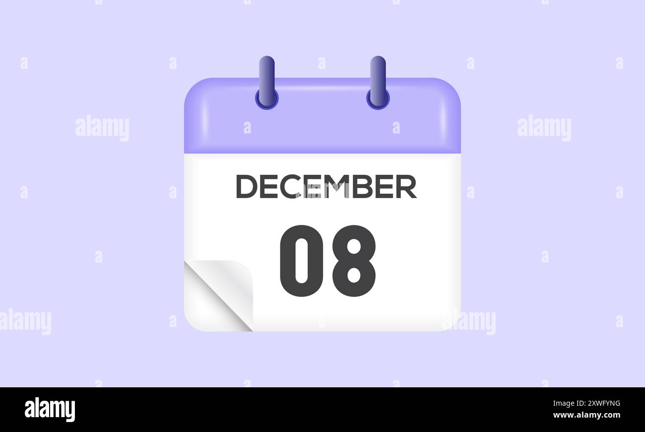 December 8 - calendar and Time planner. Daily Calendar Icon reminder ...