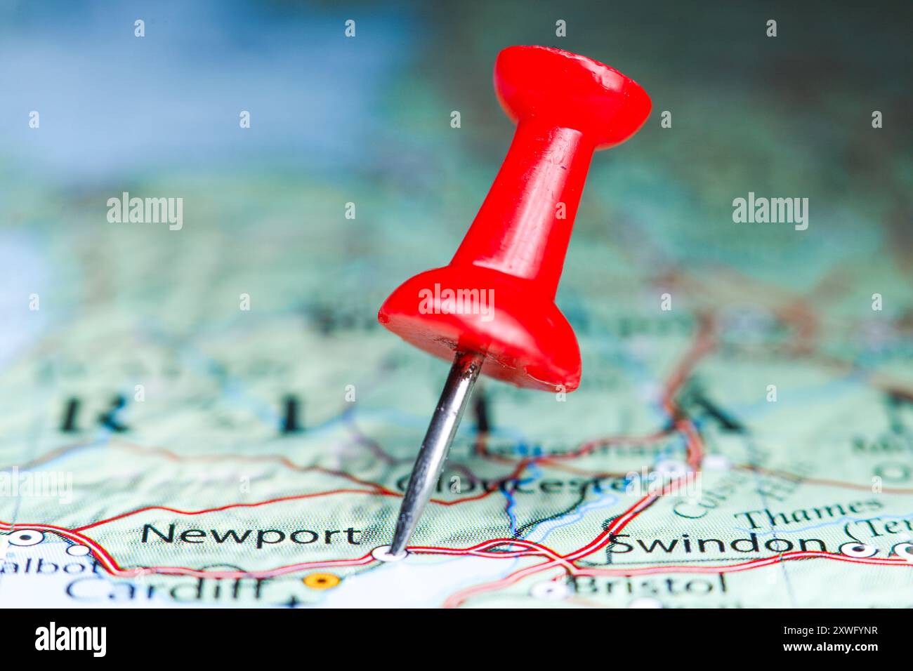 Newport, Wales pin on map Stock Photo - Alamy
