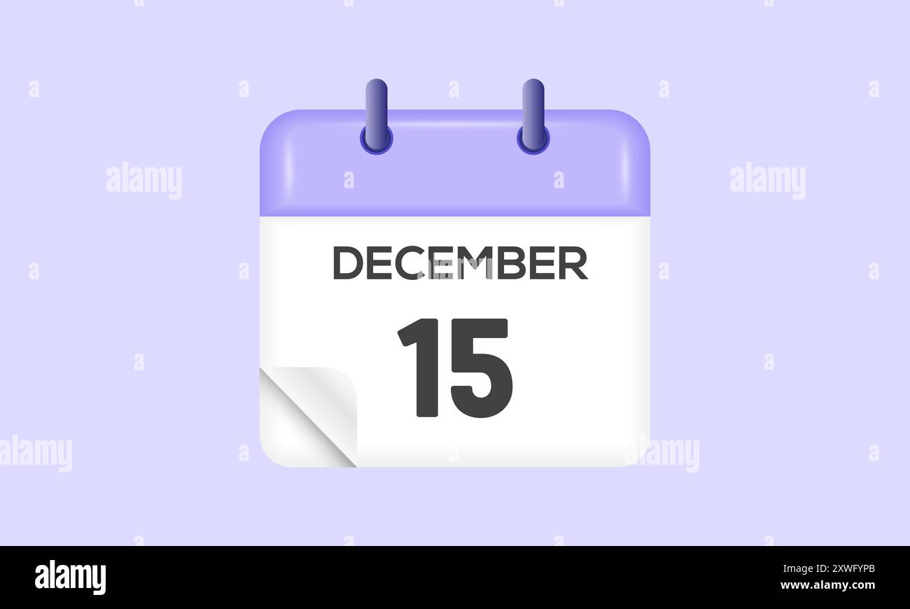 December 15 - calendar and Time planner. Daily Calendar Icon reminder ...