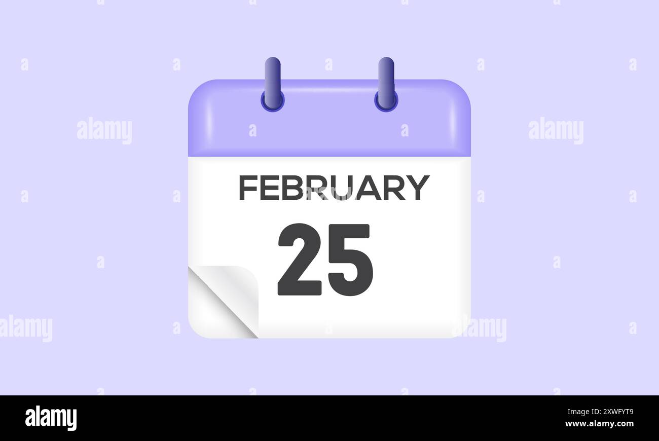 February 25 - calendar and Time planner. Daily Calendar Icon reminder ...