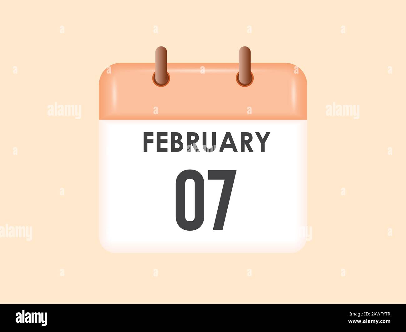 February 7 - calendar and Time planner. Daily Calendar Icon reminder ...