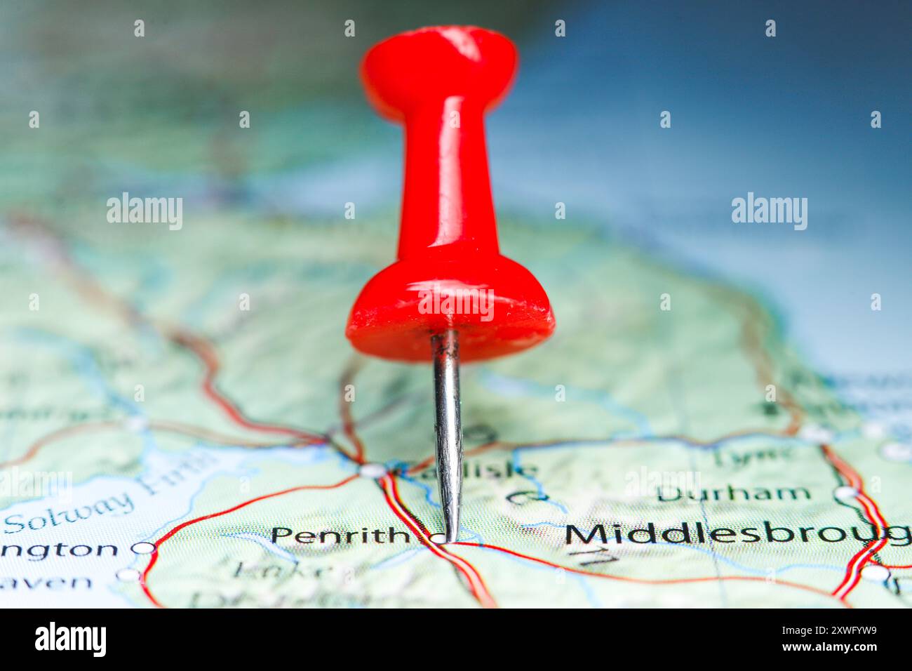 Penrith, Great Britain pin on map Stock Photo - Alamy