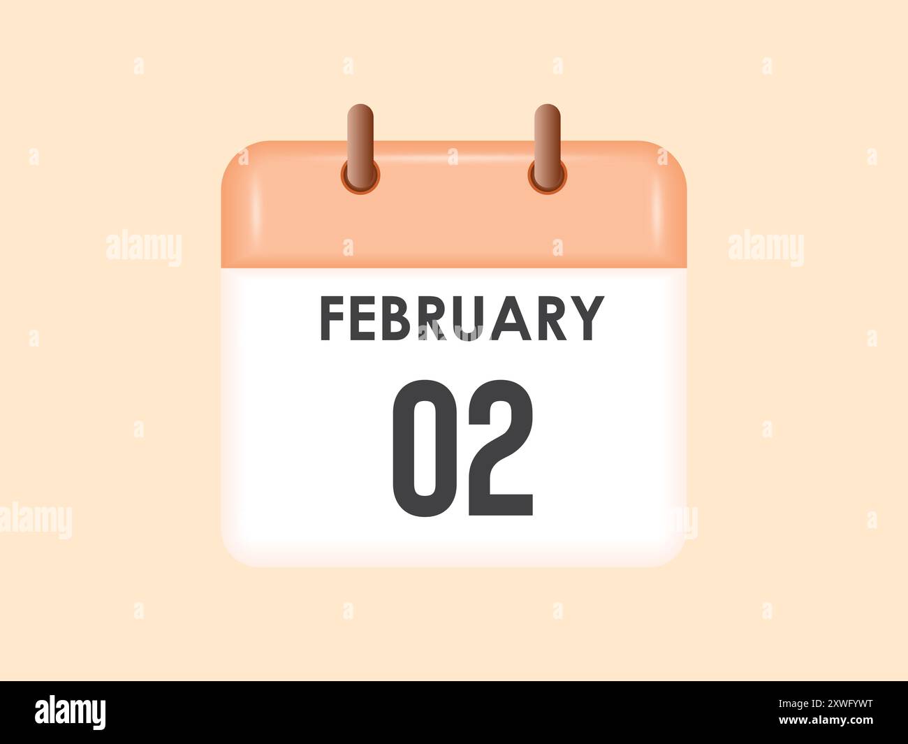February 2 - calendar and Time planner. Daily Calendar Icon reminder ...