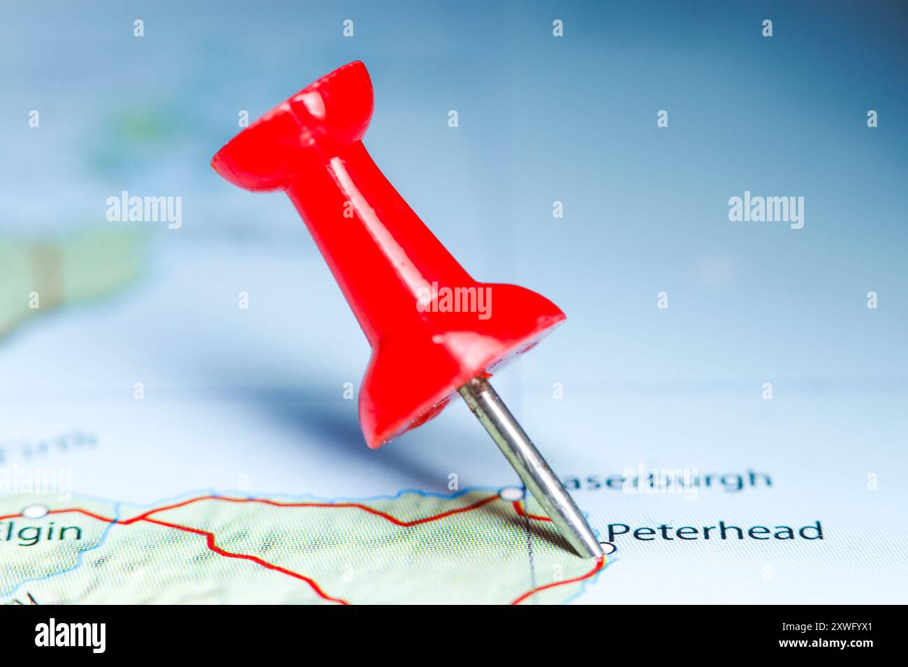 Peterhead, Scotland pin on map Stock Photo - Alamy