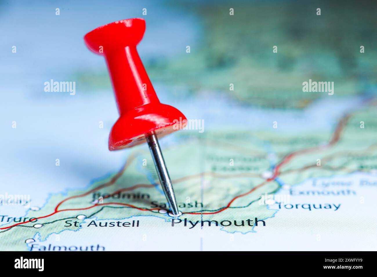 Plymouth, Great Britain pin on map Stock Photo - Alamy