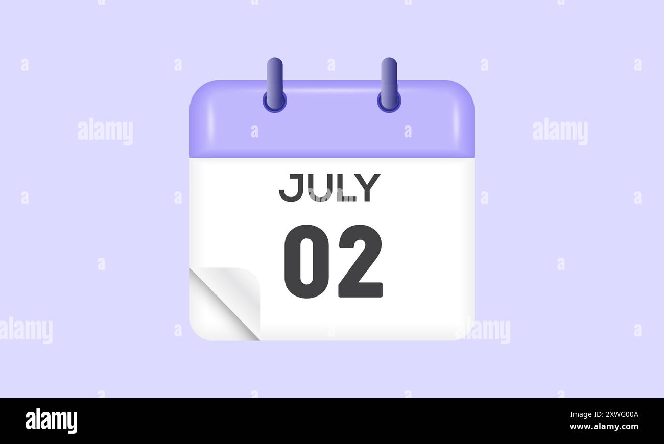 July 2 - calendar and Time planner. Daily Calendar Icon reminder ...