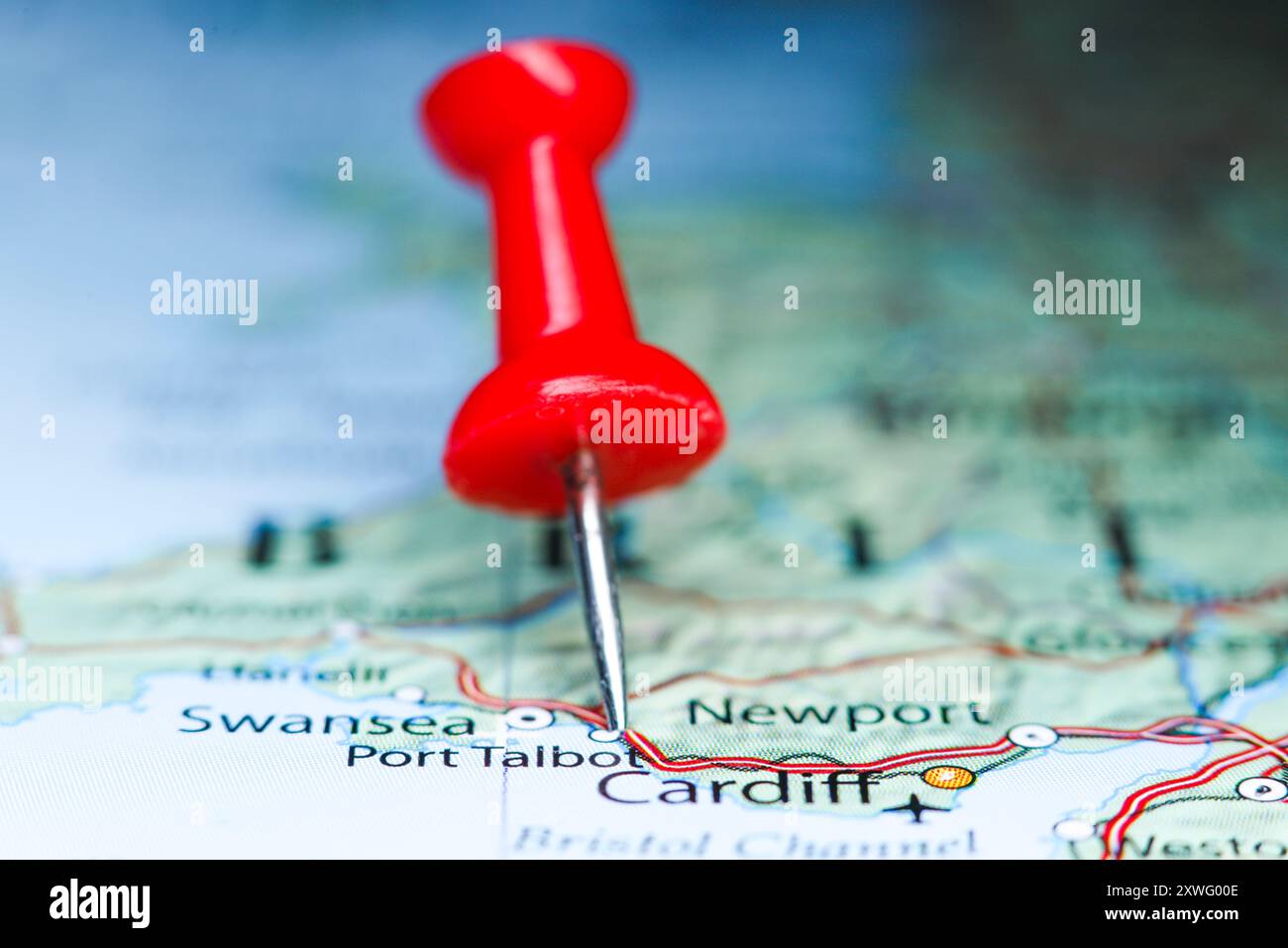 Port Talbot, Wales pin on map Stock Photo - Alamy