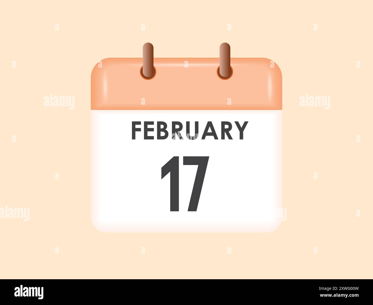 February 17 - calendar and Time planner. Daily Calendar Icon reminder ...