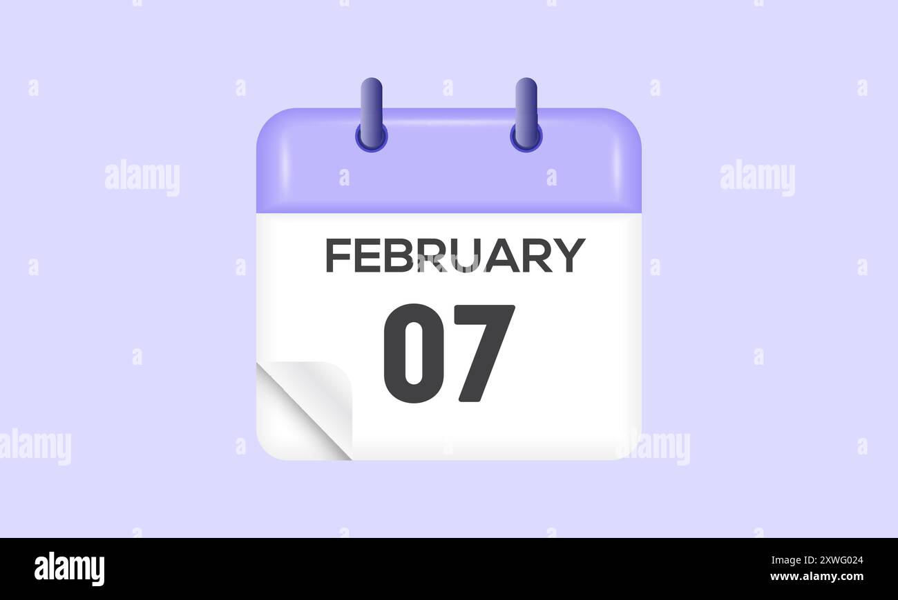 February 7 - calendar and Time planner. Daily Calendar Icon reminder ...