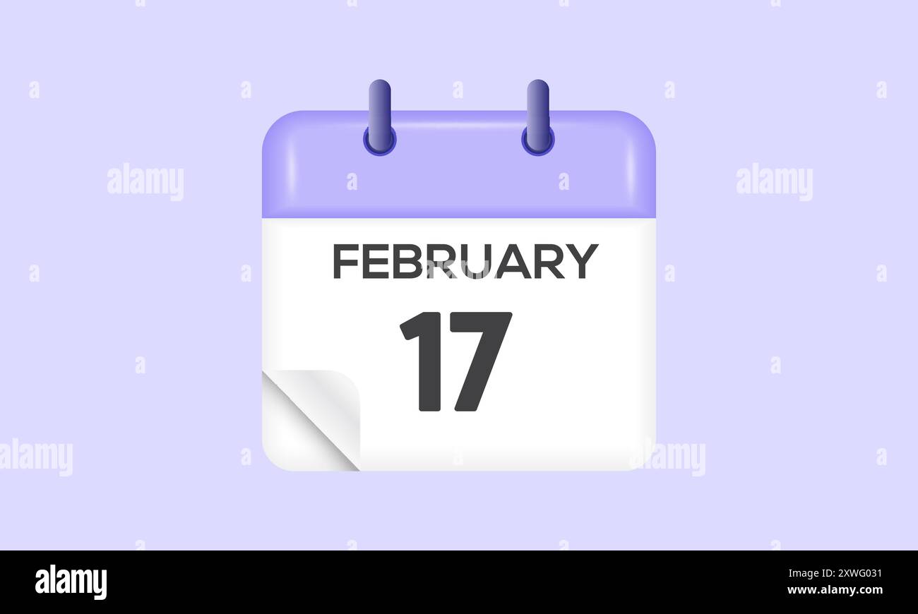 February 17 - calendar and Time planner. Daily Calendar Icon reminder ...