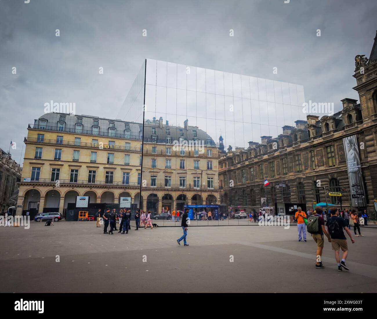 08 19 2024 - Paris, France. Invisible building with mirror walls in ...