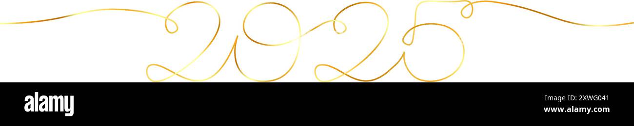 2025 one continuous line New Year vector illustration Stock Vector ...